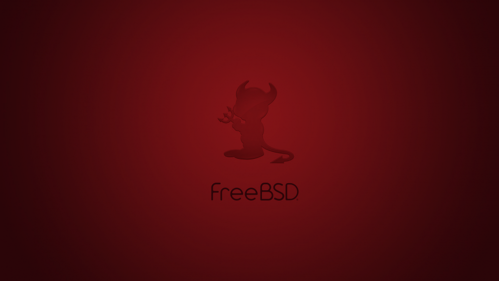 Download FreeBSD themed wallpaper with BSD daemon on dark red