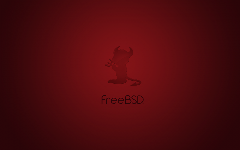 Download FreeBSD themed wallpaper with BSD daemon on dark red