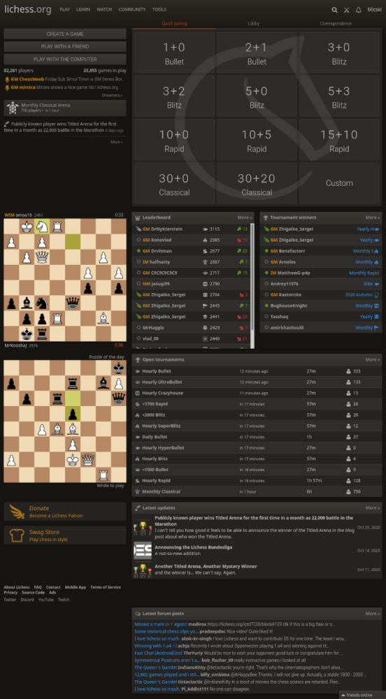 How to play chess at Lichess.